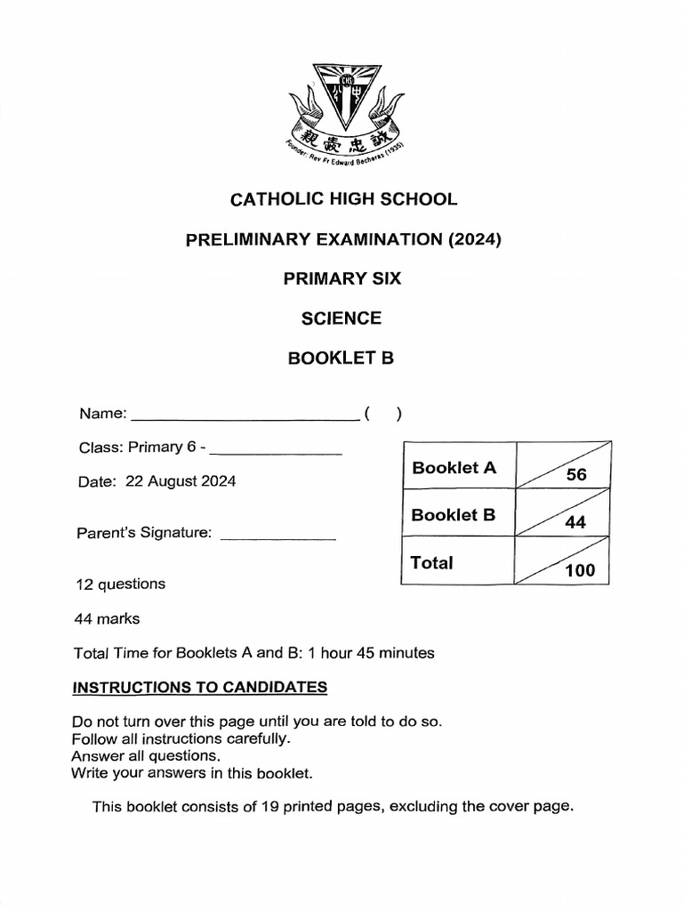 CHS-2024 Prelim-Science Booklet B | PDF
