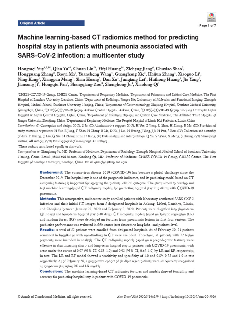 Machine Learning-Based CT Radiomics Method For Predicting (Has ...