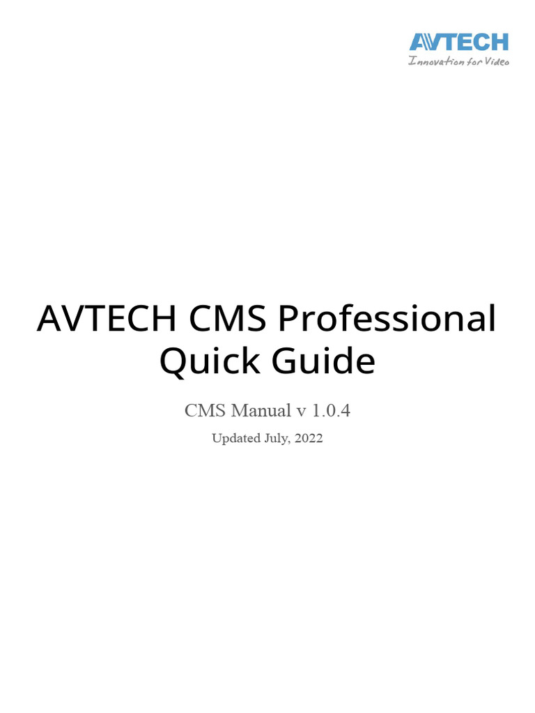 QuickGuide AVTECH CMS Pro EN | PDF