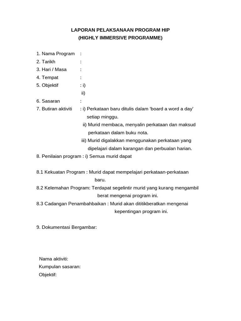 Laporan Pelaksanaan Program Hip | PDF