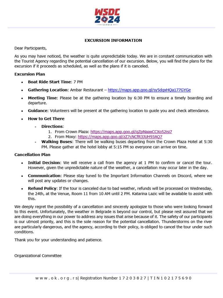 Excursion Information | PDF