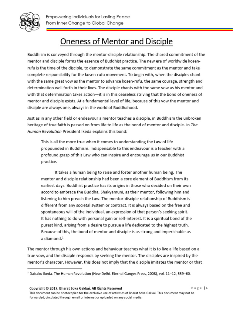 Oneness of Mentor and Disciple | PDF