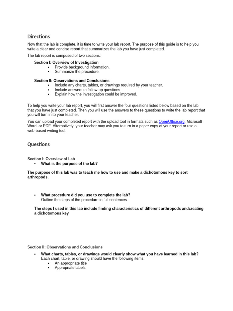 Descriptive Lab Report Guide | PDF Descriptive Lab Report Guide | PDF