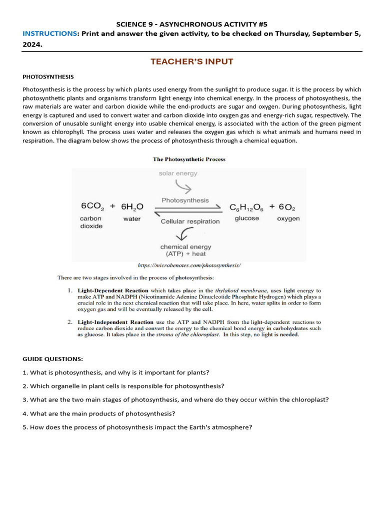 Asynchronous 5 Science 9 | PDF