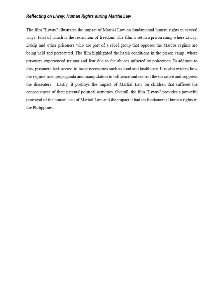 Gomez - Reflecting On Liway - Human Rights During Martial Law | PDF