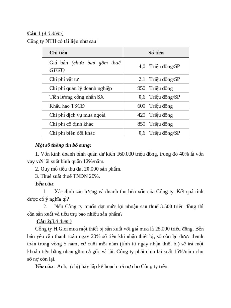 ĐỀ BÀI KIỂM TRA SỐ 2 - TCDN | PDF