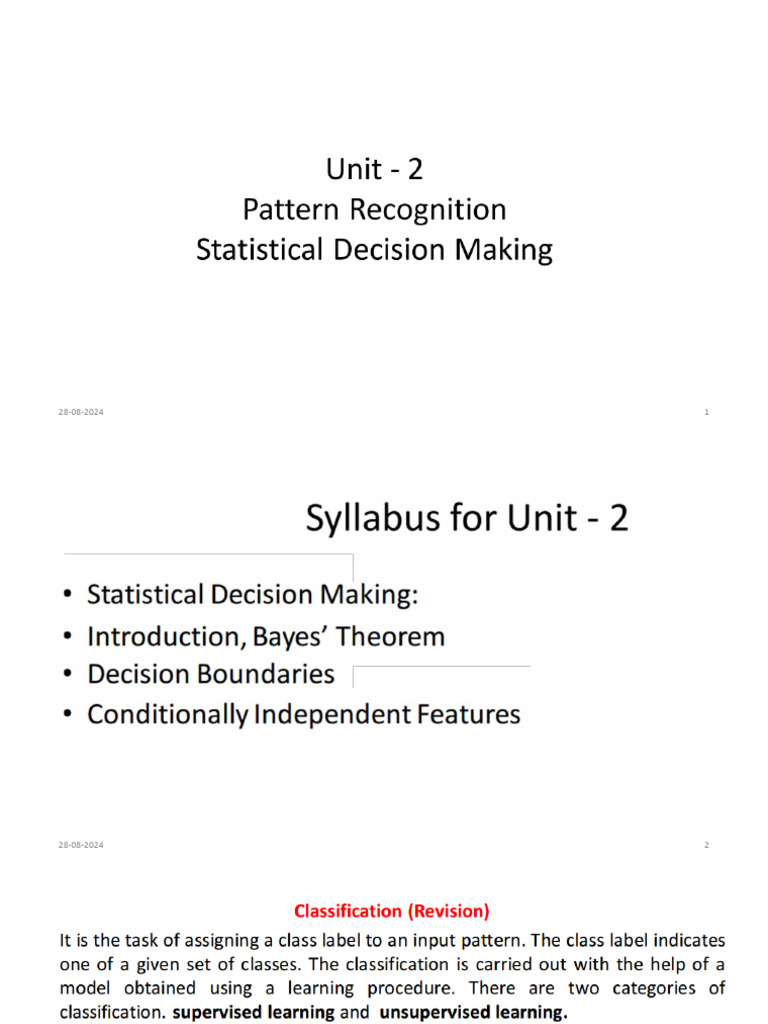 Unit 2 (Bayes Classifier) | PDF