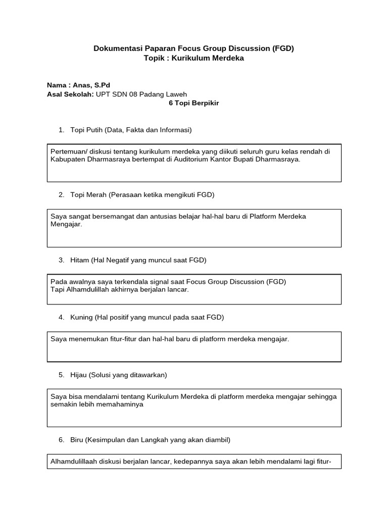 Salinan Dokumentasi Paparan Focus Group Discussion (FGD) | PDF