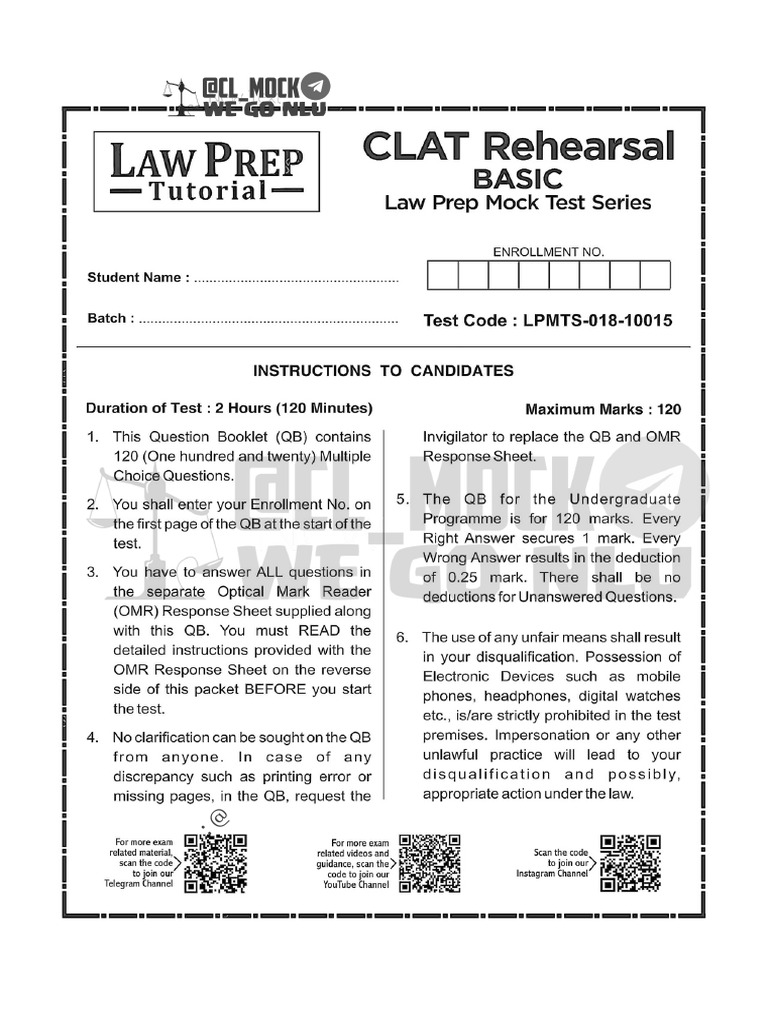 LPT Mock 15 @CL - Mock | PDF