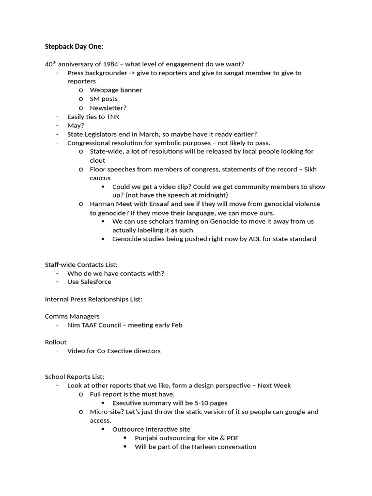 Stepback Day One | PDF