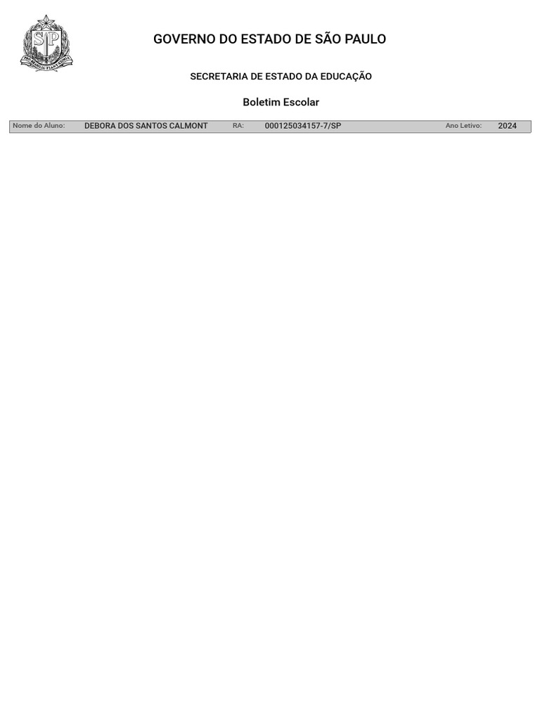 Boletim Escolar Do Aluno | PDF