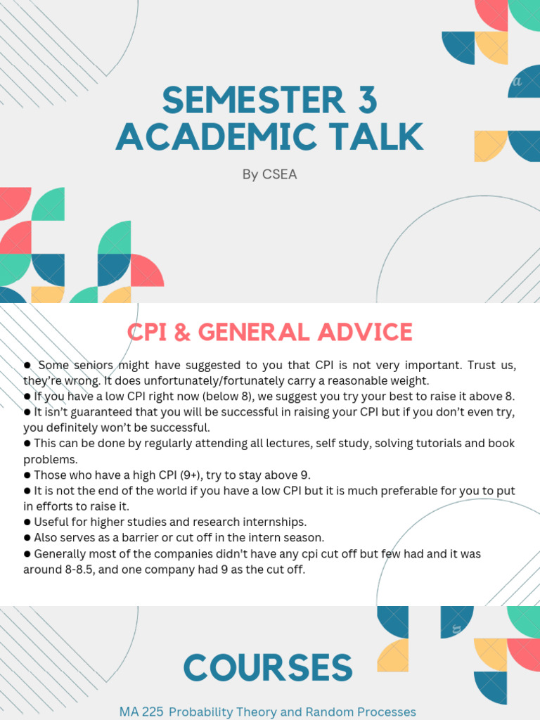 CSEA Semester 3 Acad Talk | PDF