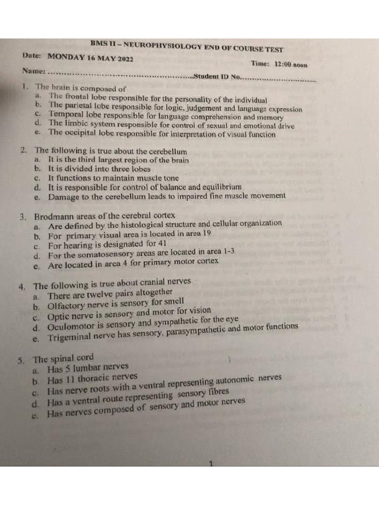 Neurophysiology Group C-1 | PDF