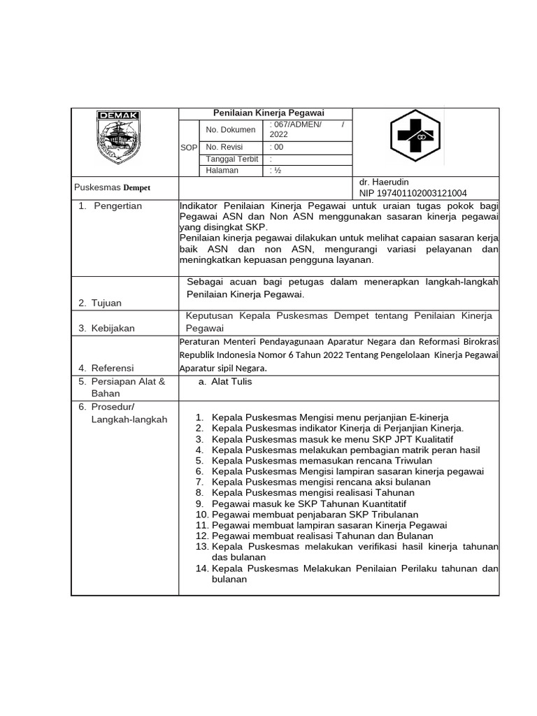 1.3.2.3 Sop Penilaian Kinerja | PDF