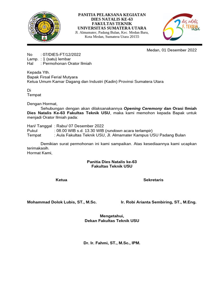 Surat Orasi Ilmiah | PDF