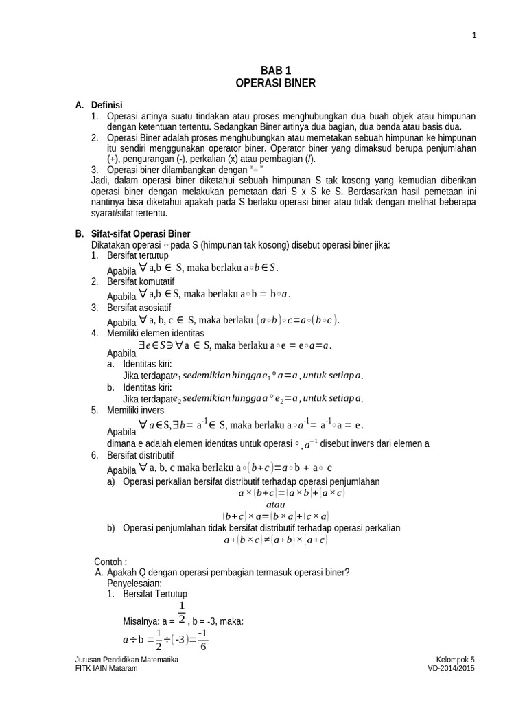 Operasi Biner Dan Grup | PDF