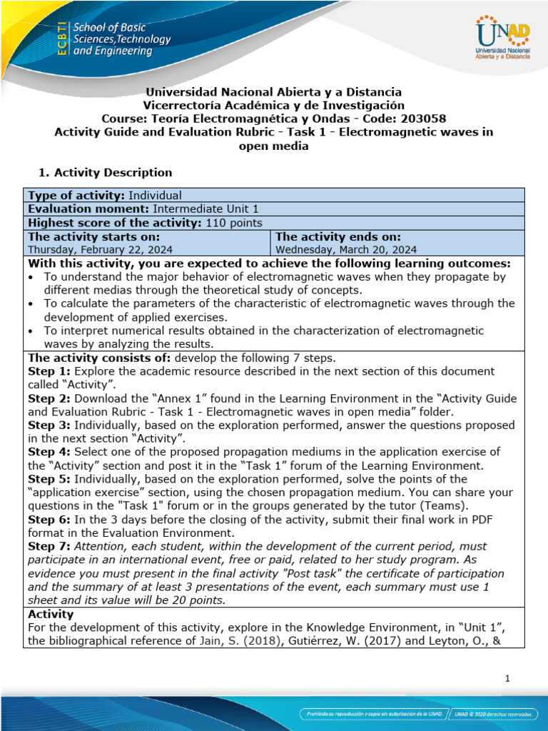 Activity Guide And Evaluation Rubric Unit 1 Task 1 Electromagnetic Waves In Open Media Pdf