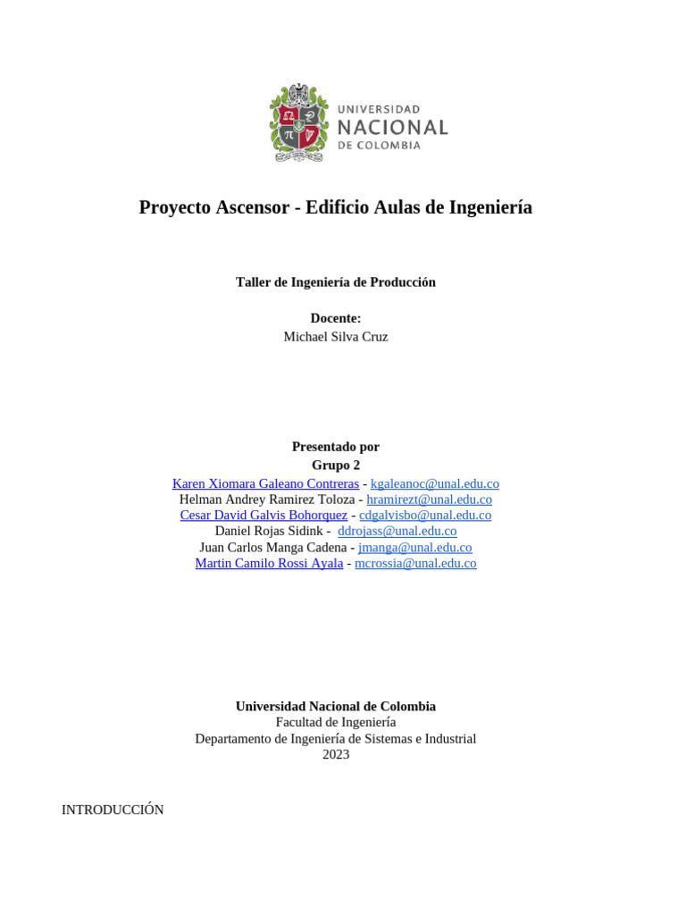 Proyecto Ascensor - Aulas de Ingeniería | PDF | Uso eficiente de energía | Accesibilidad