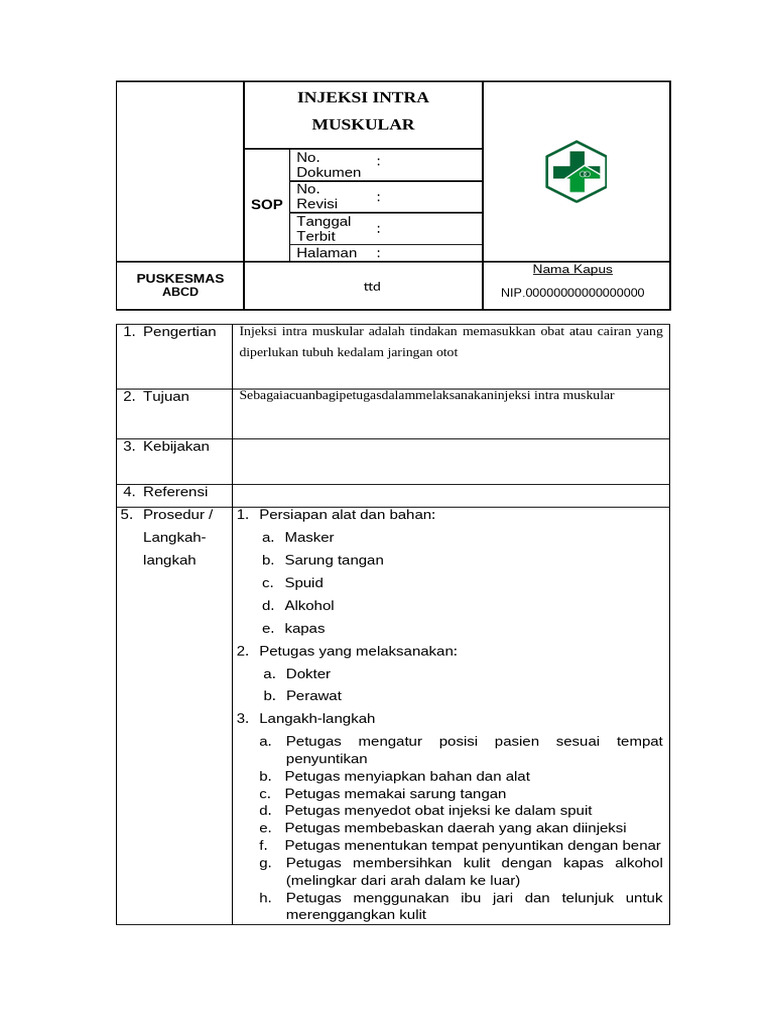 Sop Injeksi Im | PDF