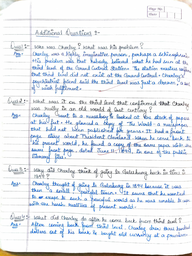 L - 1 The Third Level (Additional Questions) | PDF