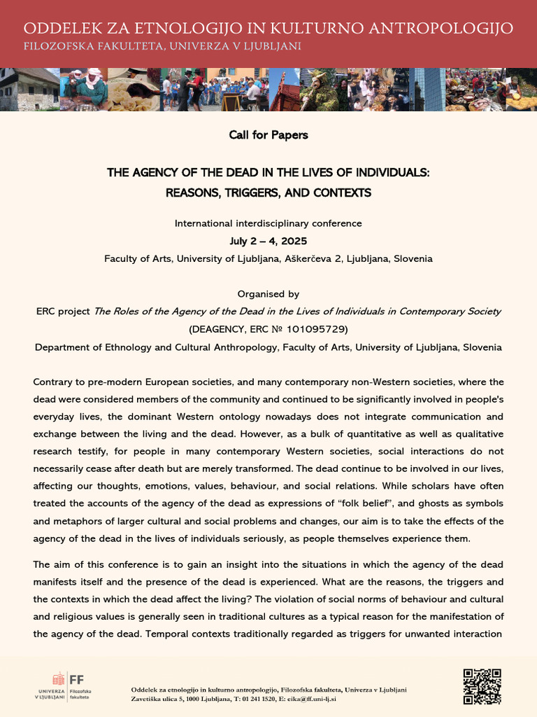 Agency of the Dead Conference 2025 | PDF | Anthropology | Cultural ...