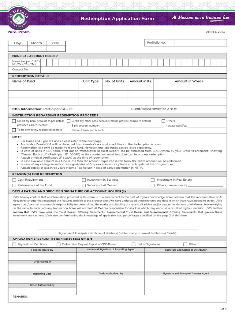 Redemption Form | PDF | Investing | Banks