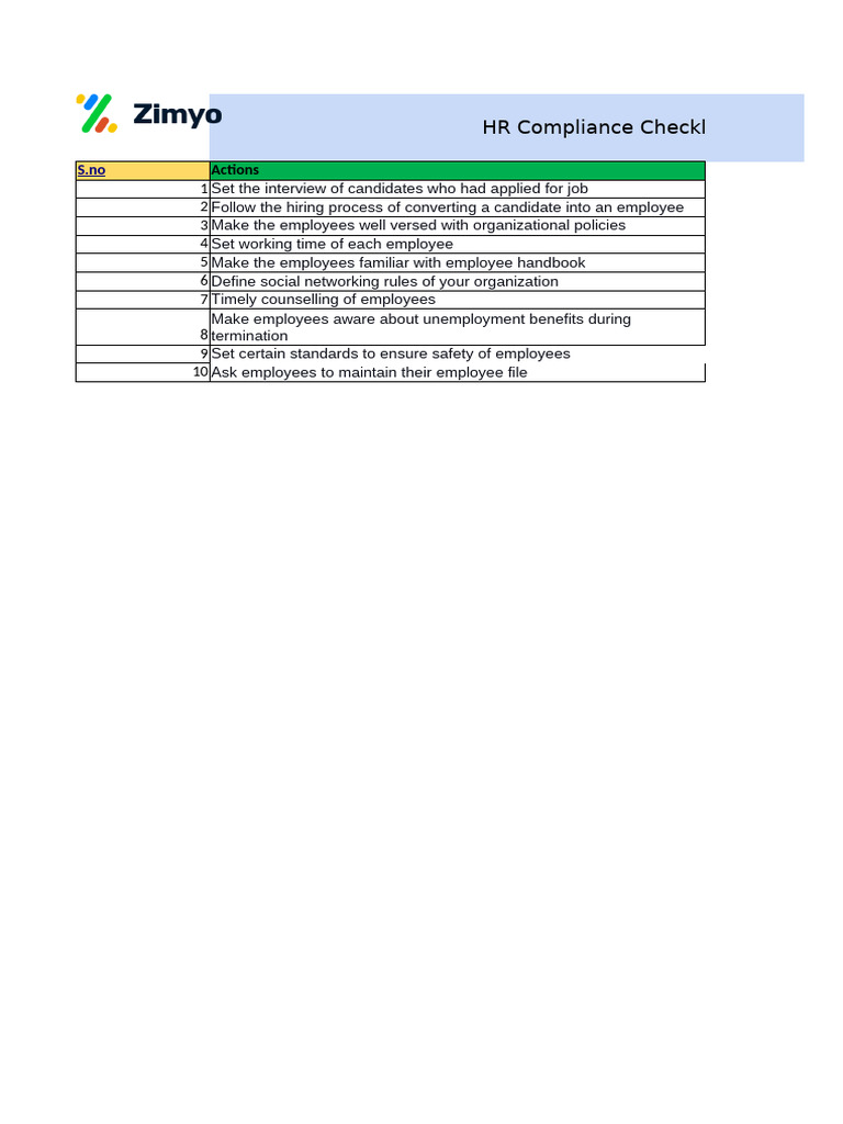 HR Compliance Checklist | PDF