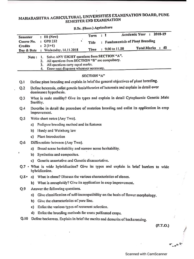 GPB-232 (2018-19) Model Answer Paper (?.?) | PDF