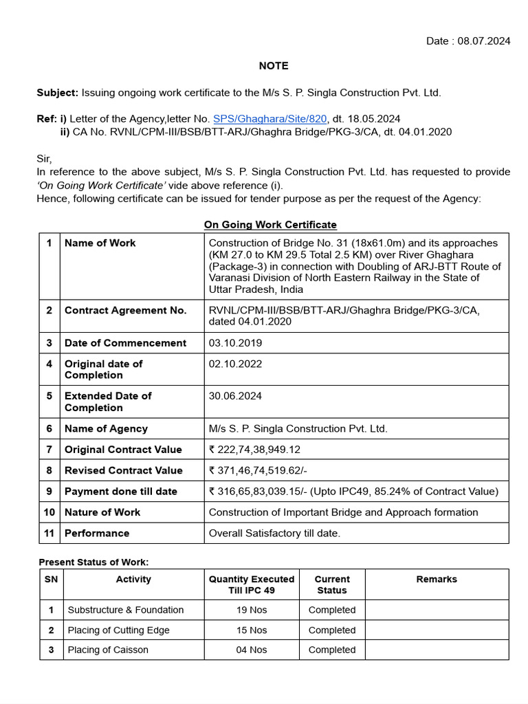 Work Progress Certificate | PDF | Technology & Engineering Work Progress Certificate | PDF | Technology & Engineering