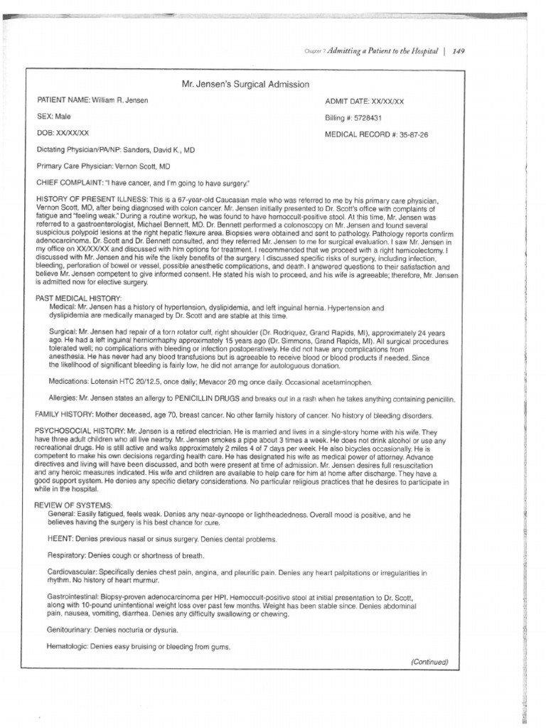 Pre-Op H&P Example | PDF