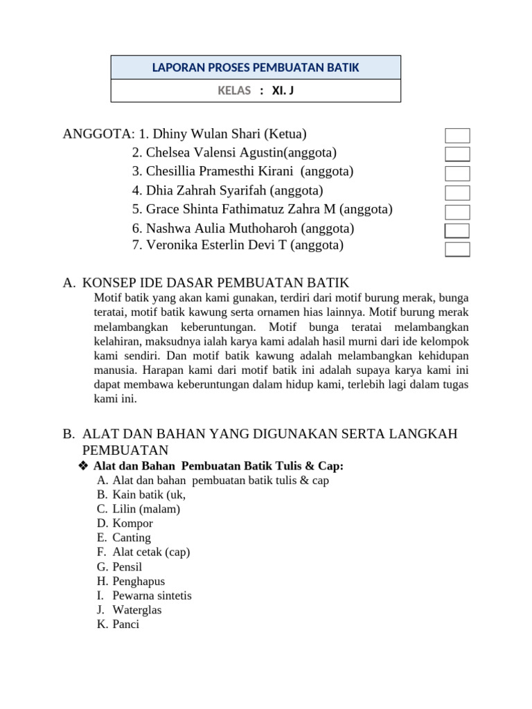 Laporan Kegiatan Batik-1 | PDF