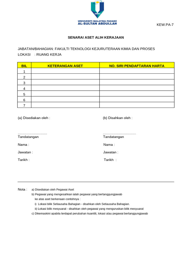 Borang KEW PA 7 | PDF