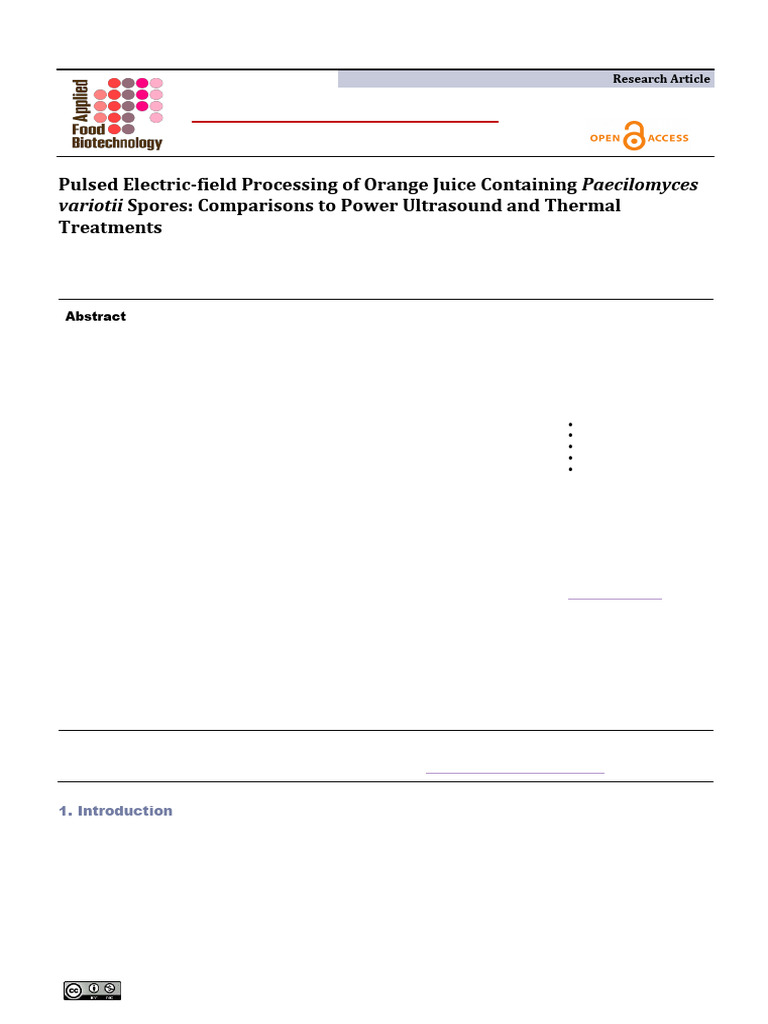 Pulsed Electric Field | PDF