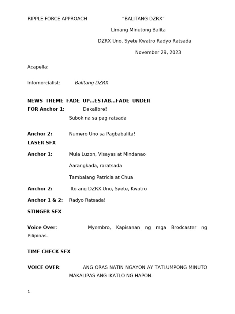 Final Script Filipino | PDF