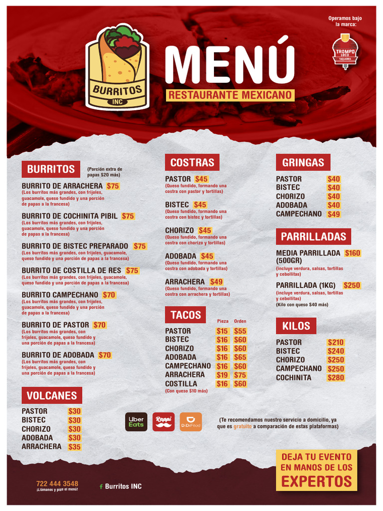 MENÚ_BURRITOS INC | PDF