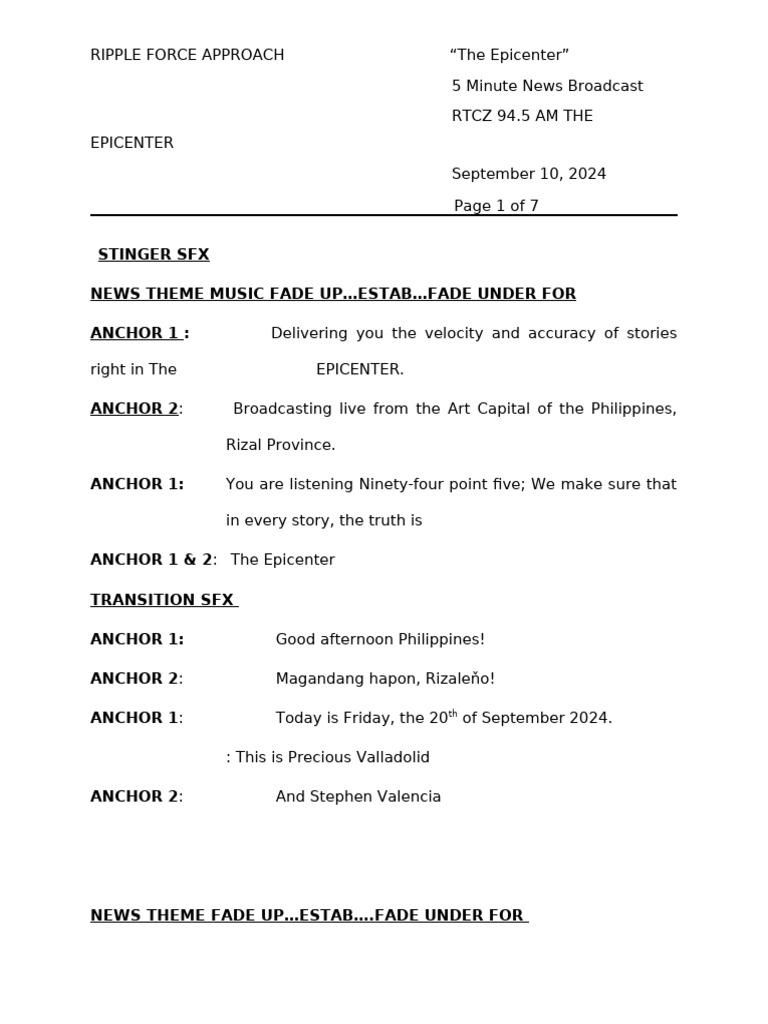 Final Script English Blank Template | PDF