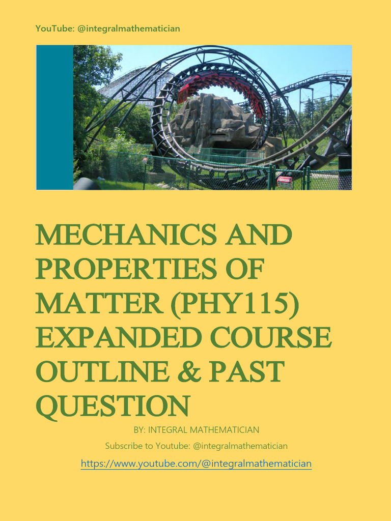 PHY 115 Outline and PQ | PDF | Fluid Mechanics | Science & Mathematics