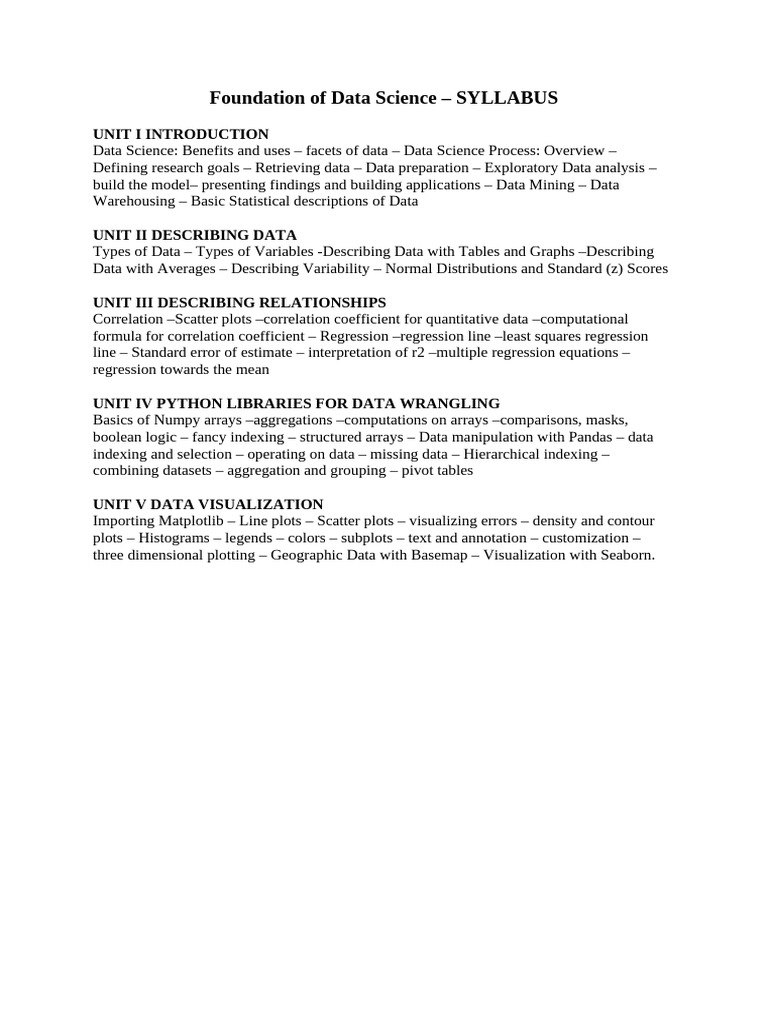 Foundation of Data Science - Uploaded | PDF