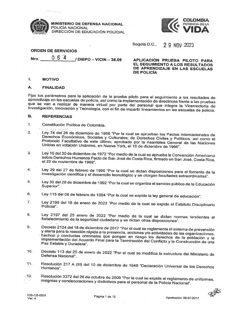 Orden de Servicios 064 DIEPO VICIN | PDF