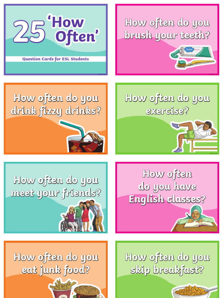 How Often Question Cards | PDF | English As A Second Or Foreign ...