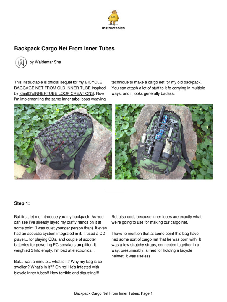Backpack Cargo Net From Inner Tubes | PDF