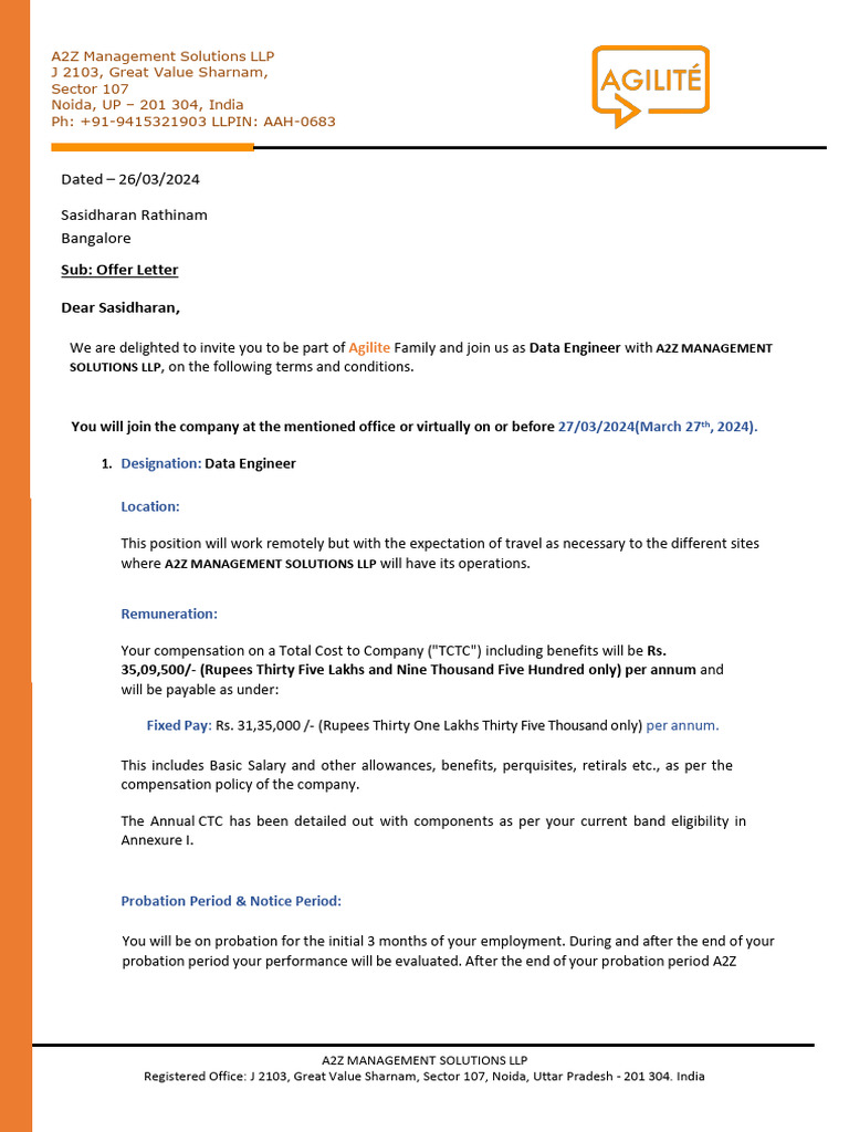 Sasidharan Rathinam Offer | PDF