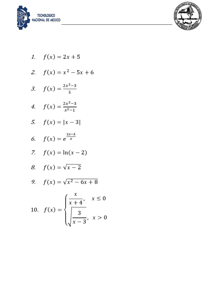 Actividad 7. Dominio, Rango y Gráfica de Funciones | PDF