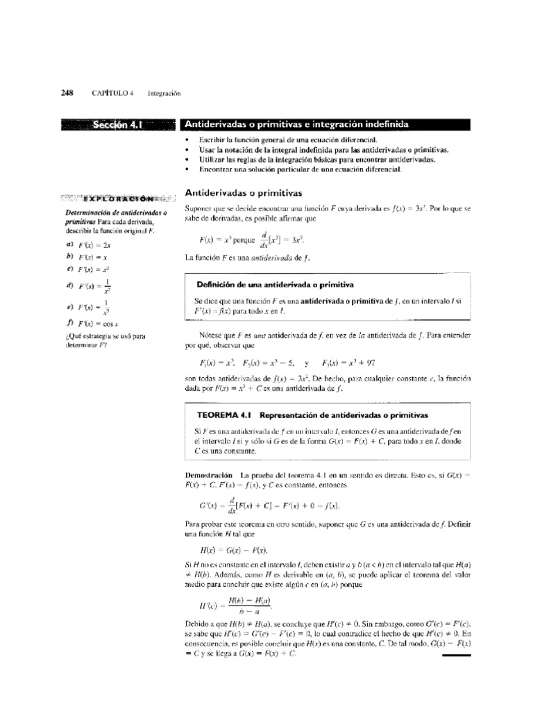 Antiderivadas o Primitivas e Integración Indefinida | PDF