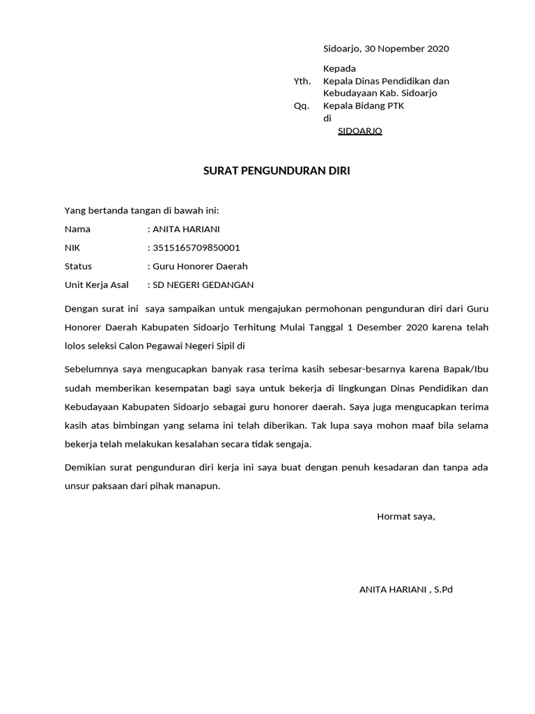 Format Surat Resign | PDF