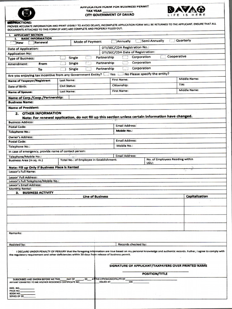 Davao Application Form | PDF