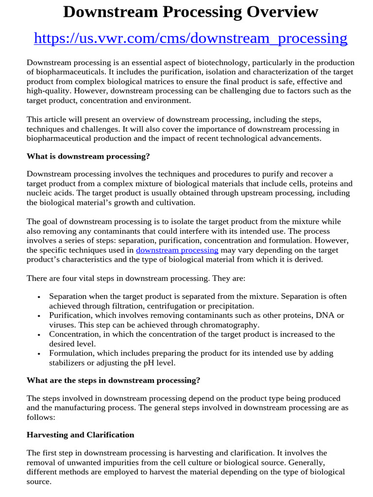 Downstream Processing Overview | PDF