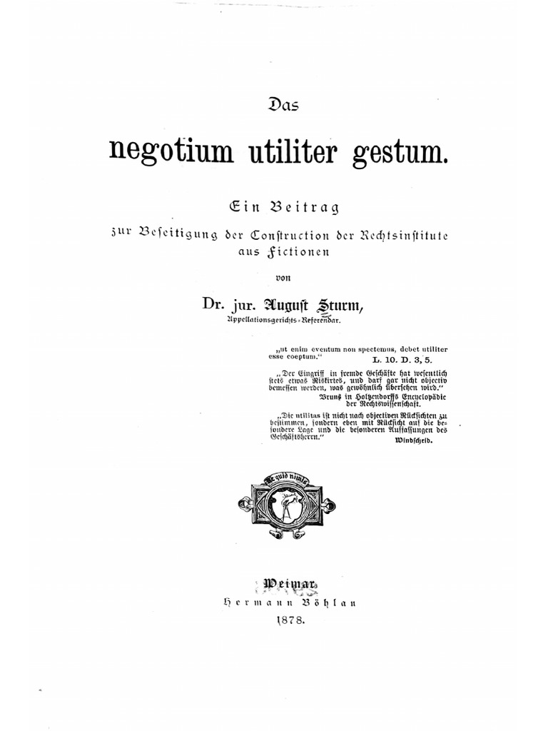 Das Negotium Utiliter Gestum | PDF