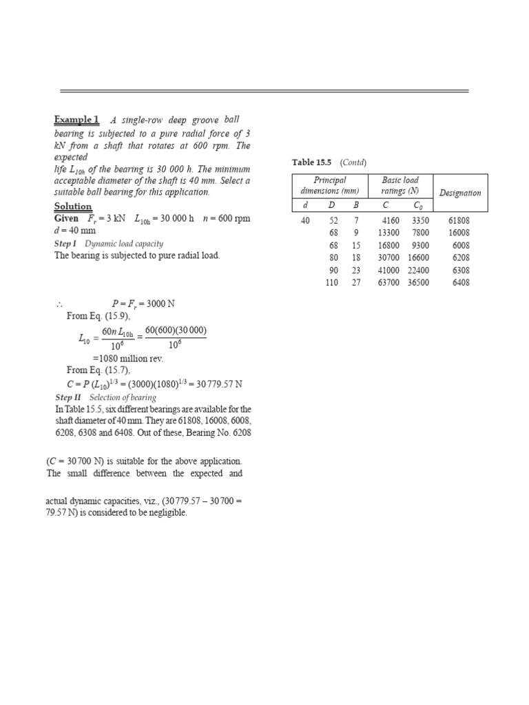 Rolling Contact Bearing Examples | PDF