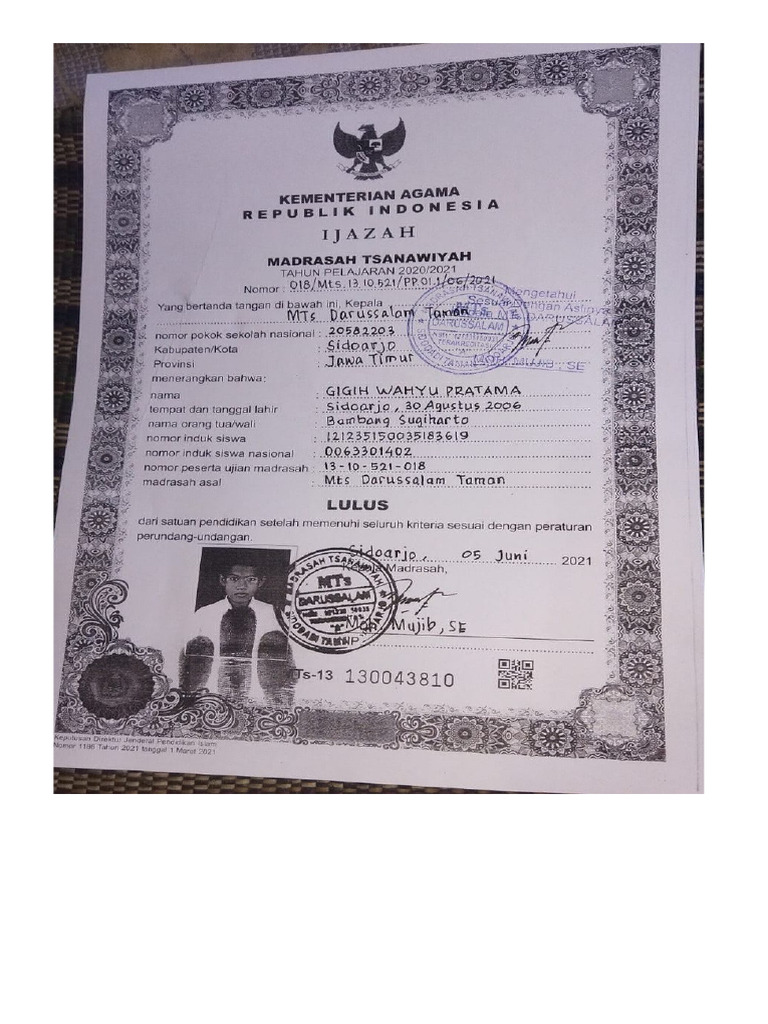 Gigih Wahyu Pratama Ijazah | PDF